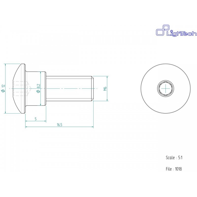 Vis LIGHTECH M6 X 16,5 Type 1018 Ergal argent à l'unité